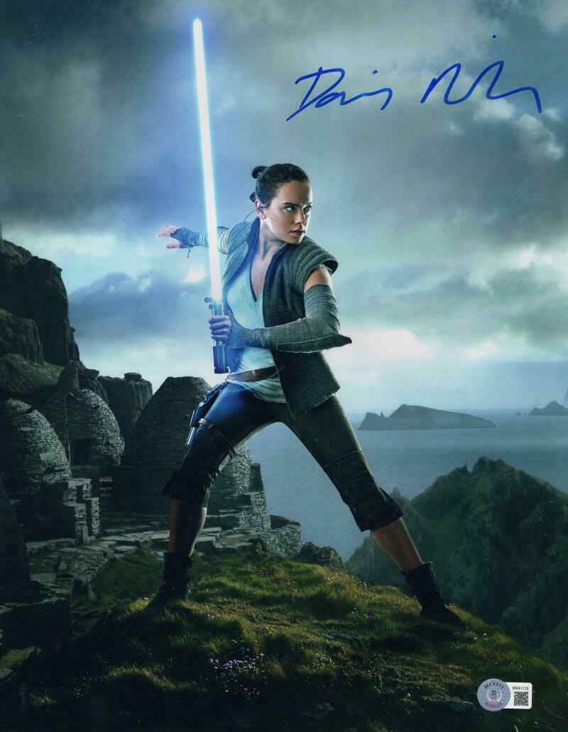 DAISY RIDLEY SIGNED 11X14 METALLIC PHOTO STAR WARS REY AUTOGRAPH ...