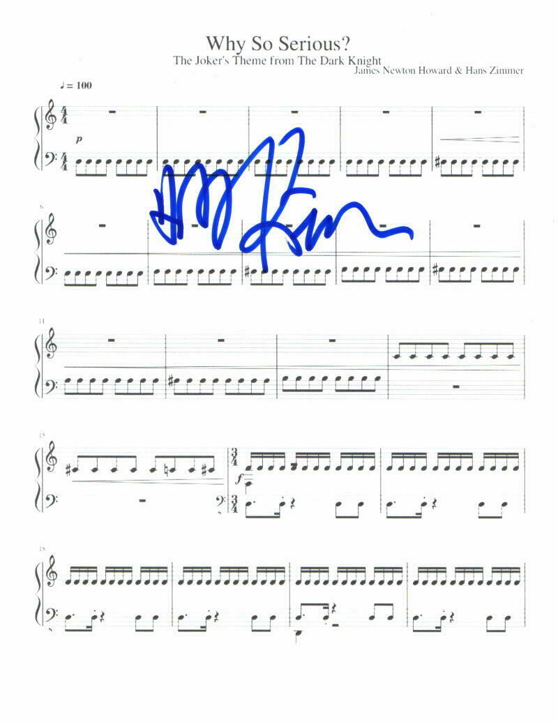 HANS ZIMMER SIGNED AUTOGRAPH "WHY SO SERIOUS" SHEET MUSIC - THE DARK ...