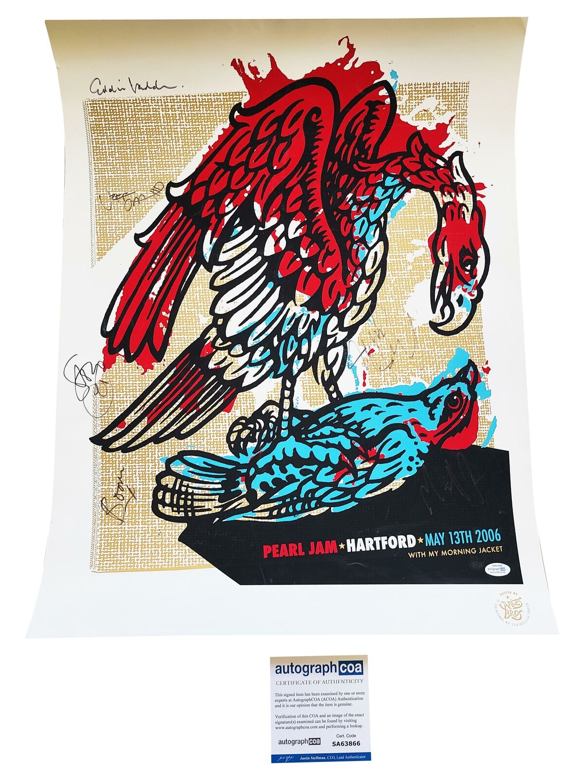 Pearl Jam Autographed Signed 20x26 Hartford, CT Poster ACOA | Autographia
