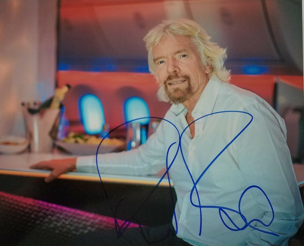 RICHARD BRANSON SIGNED AUTOGRAPH 8x10 PHOTO - VIRGIN GALACTIC VSS UNITY ...