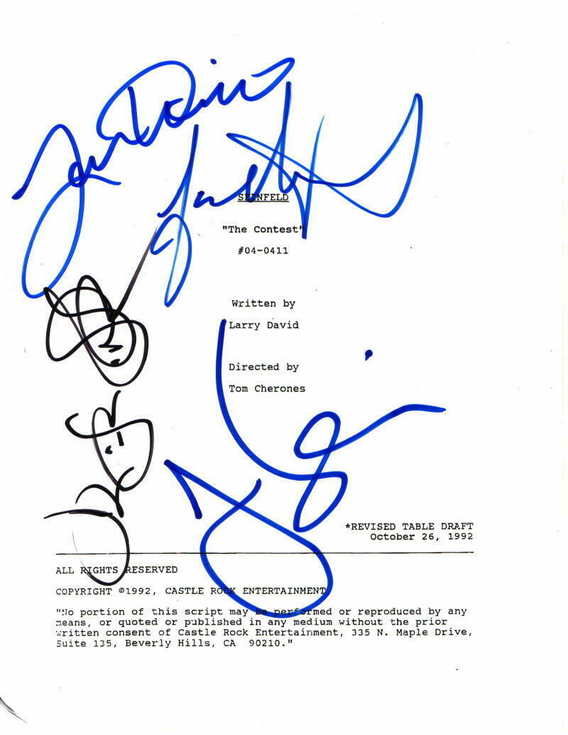 JERRY SEINFELD, LARRY DAVID, JULIA & JASON X4 SIGNED AUTOGRAPH EPISODE ...