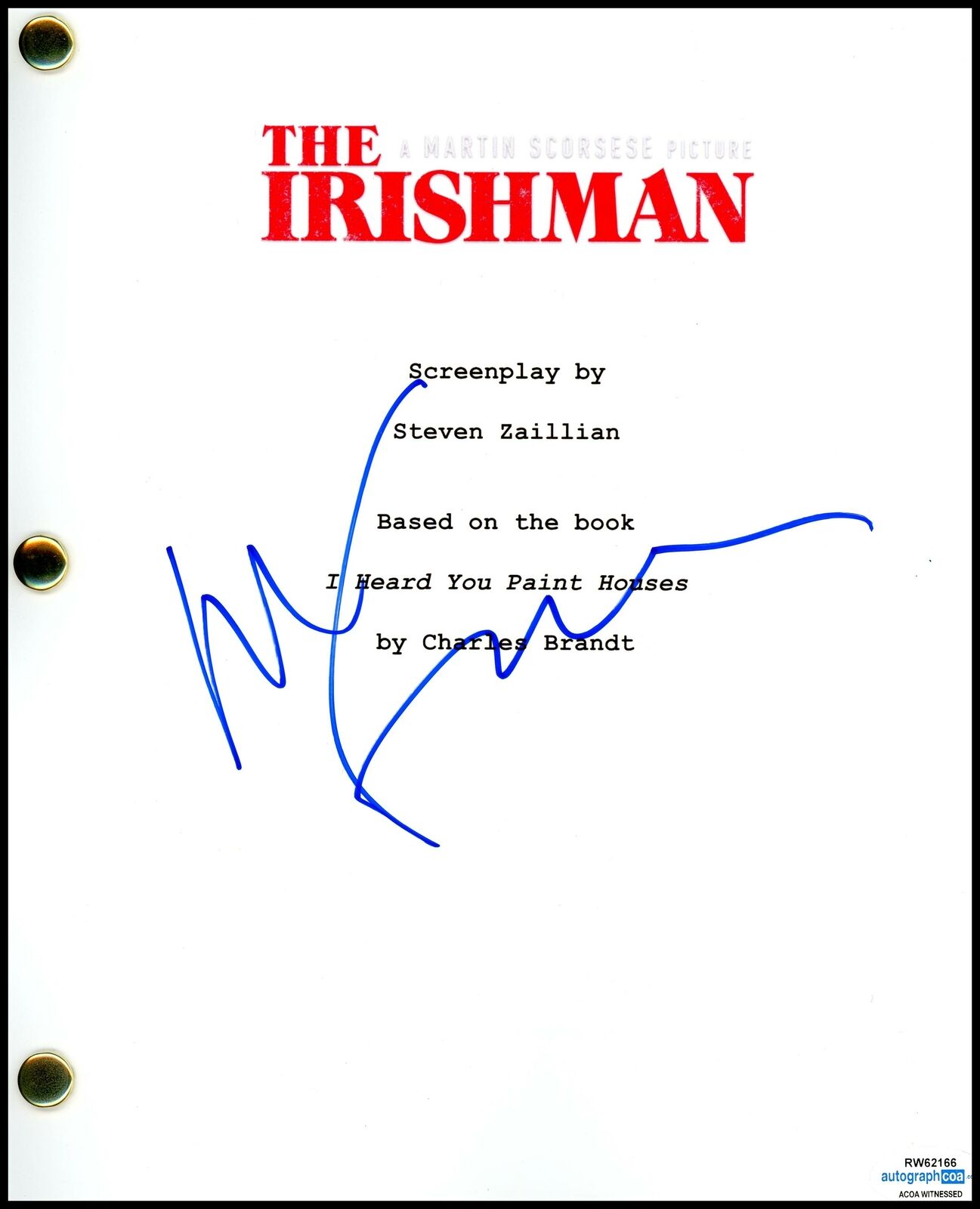 Martin Scorsese "The Irishman" AUTOGRAPH Signed Full Script Screenplay ...