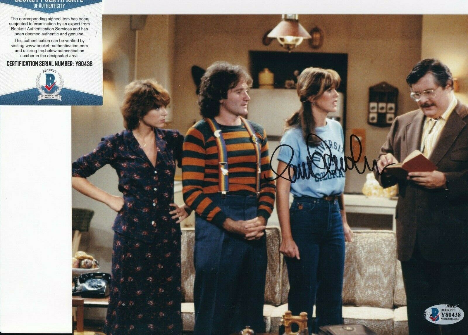 PAM DAWBER signed (MORK & MINDY) Mindy McConnell 8X10 photo BECKETT BAS ...