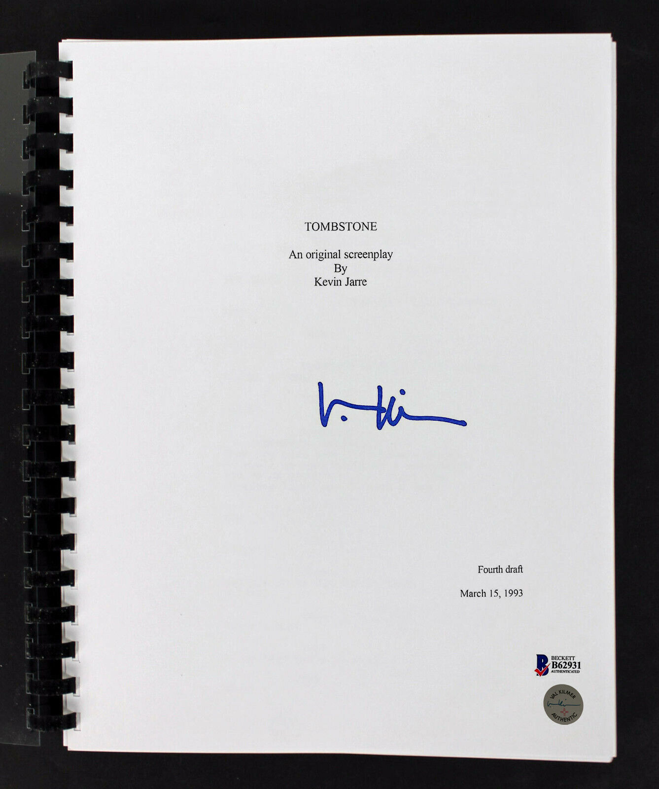 Val Kilmer Authentic Signed Tombstone Movie Script Autographed BAS ...