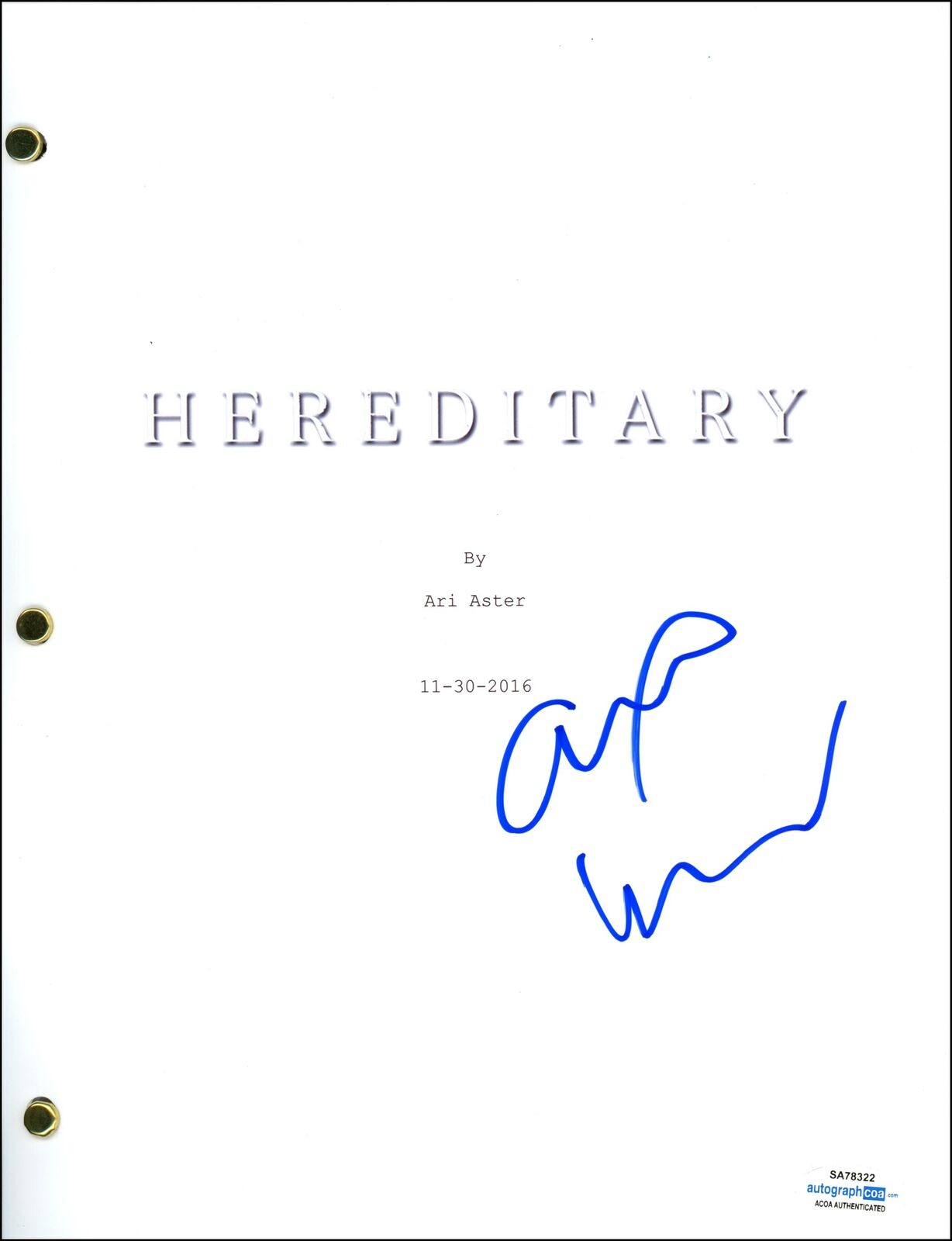 Alex Wolff "Hereditary" AUTOGRAPH Signed Full Complete Script ...