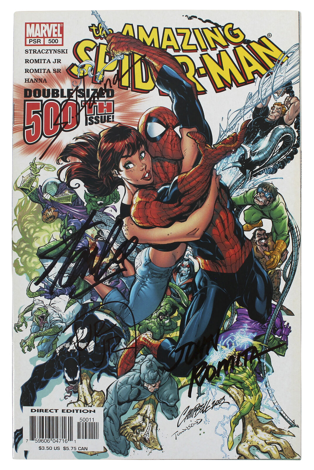 (4) Stan Lee, Romita, Hanna +1 Signed The Amazing Spider-Man #500 Comic ...