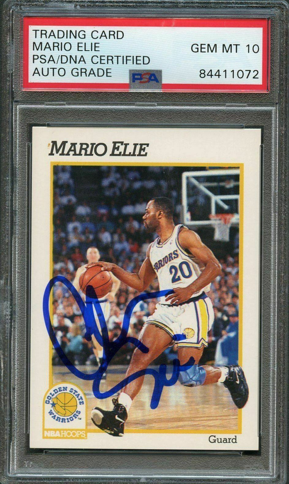 1991-92 NBA Hoops #366 Mario Elie Signed Card AUTO Grade 10 PSA Slabbed ...