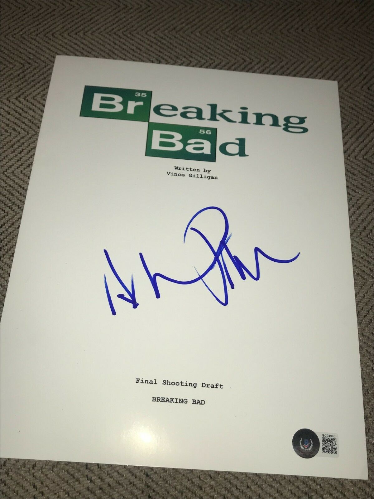 AARON PAUL SIGNED AUTOGRAPH BREAKING BAD SCRIPT BRYAN CRANSTON BECKETT ...
