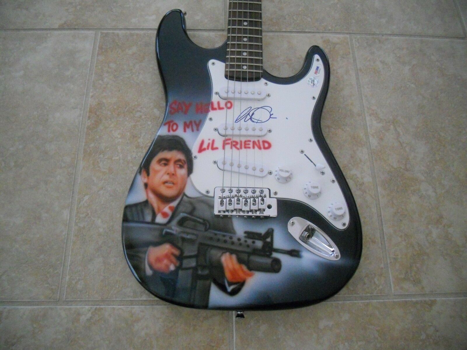 Al Pacino Scareface Airbrushed Signed Autographed Guitar PSA Certified ...