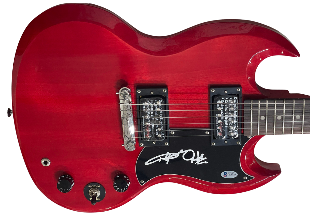 Angus Young Acdc Signed Full Size Eletric Guitar Sg Epiphone Cherry Proof Bas D Autographia