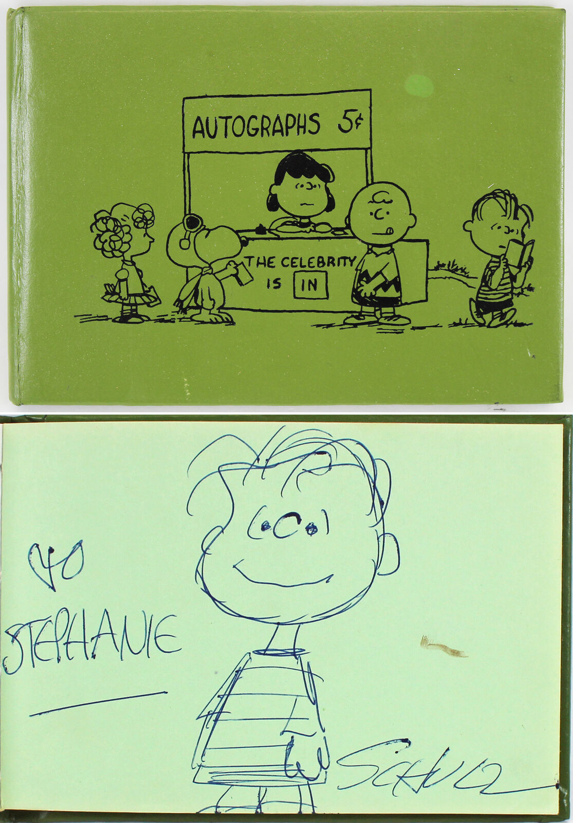 Charles Schulz Signed 4.25x6 Peanuts Autograph Book w/ Linus Sketch BAS ...