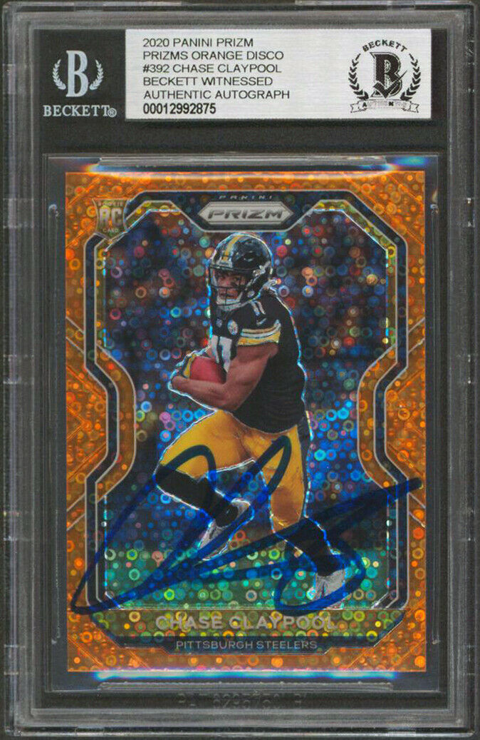 Chase Claypool Signed 2020 Panini Prizm Orange Disco #392 Rookie Card ...