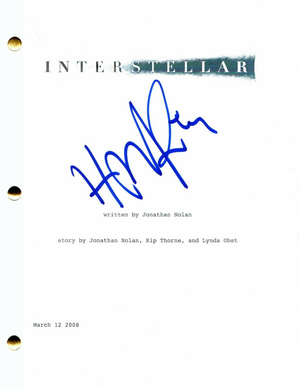 COMPOSER HANS ZIMMER SIGNED AUTOGRAPH INTERSTELLAR FULL MOVIE SCRIPT ...