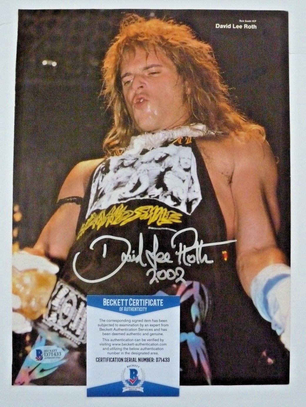 David Lee Roth VINTAGE Signed Autographed 8x11 Magazine Page Photo BAS ...