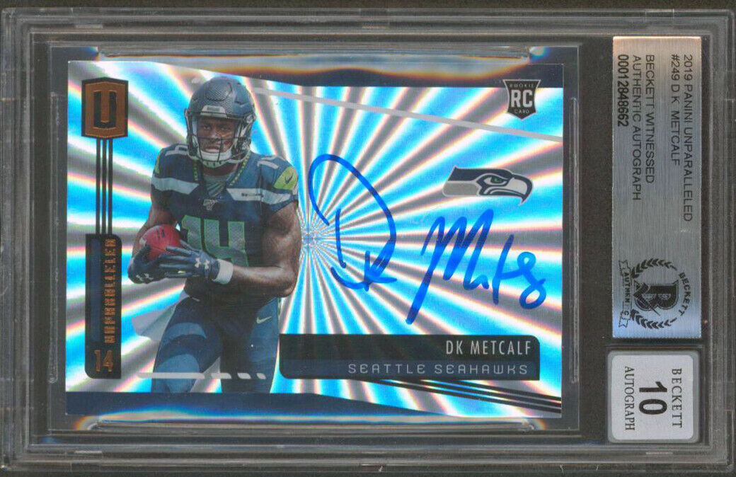 DK Metcalf Signed 2019 Panini Unparalleled #249 Rookie Card Auto 10 BAS ...