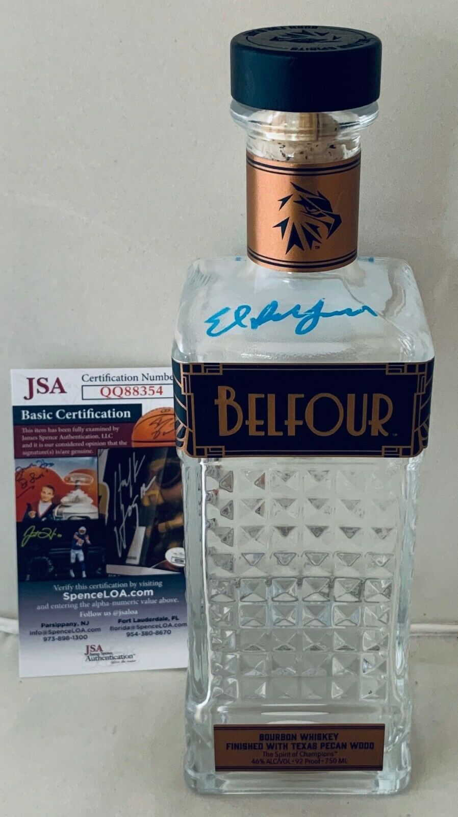 Ed Belfour signed Belfour Bourbon Whiskey 750 ML Bottle autographed W ...