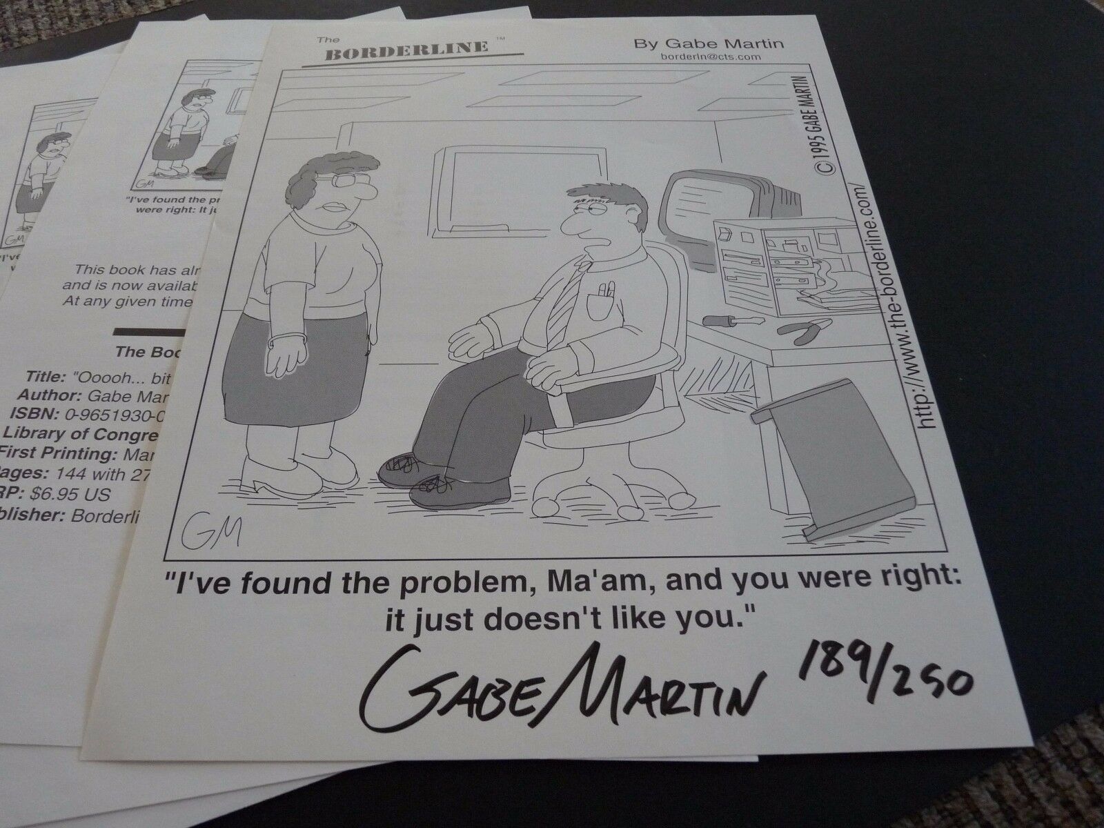 Gabe Martin Borderline Cartoonist Signed Autographed 8.5x11 #d Cartoon ...
