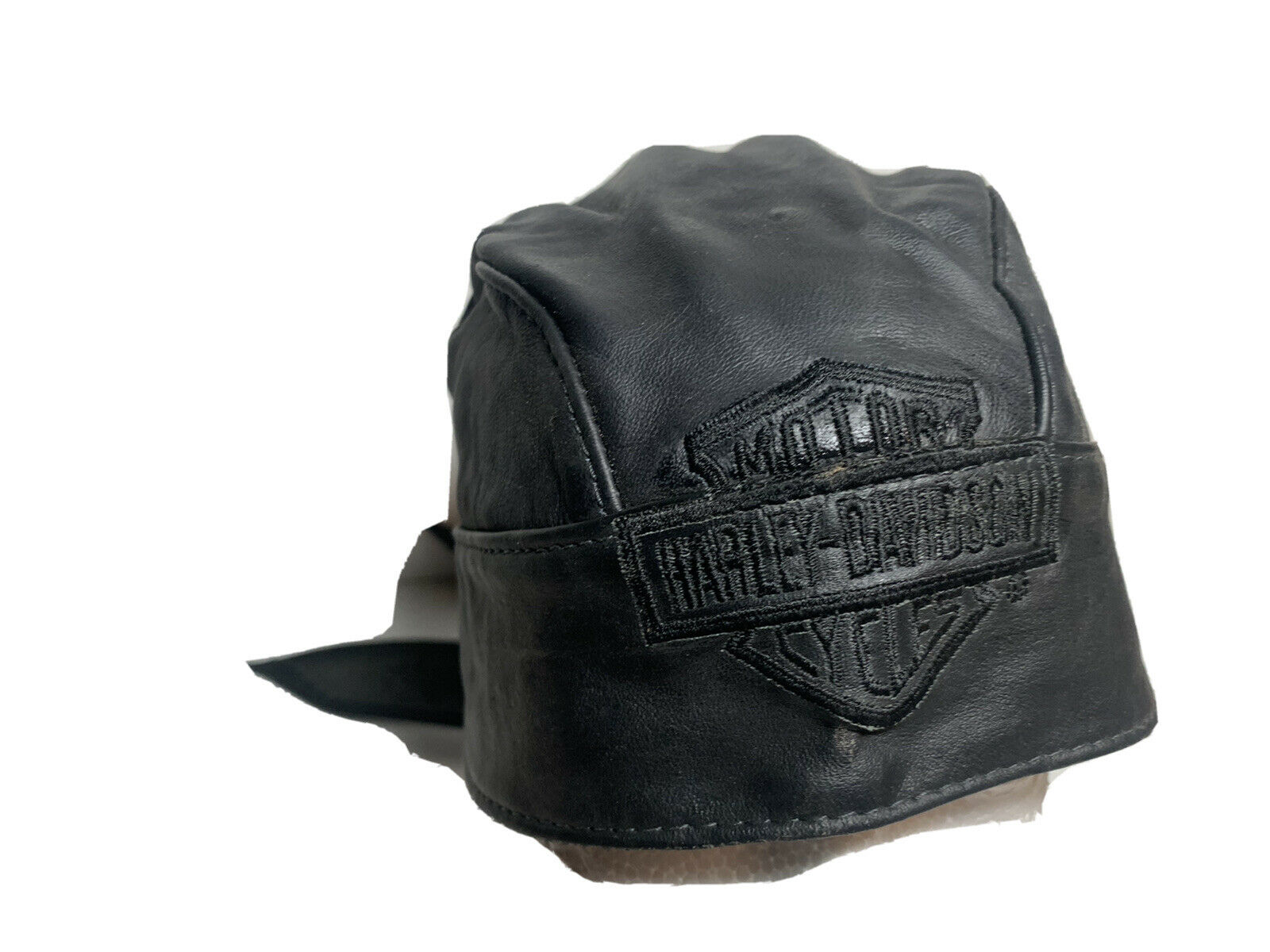 Harley Davidson Motorcycles Leather Doorag Head Cover Cap 1995 ...