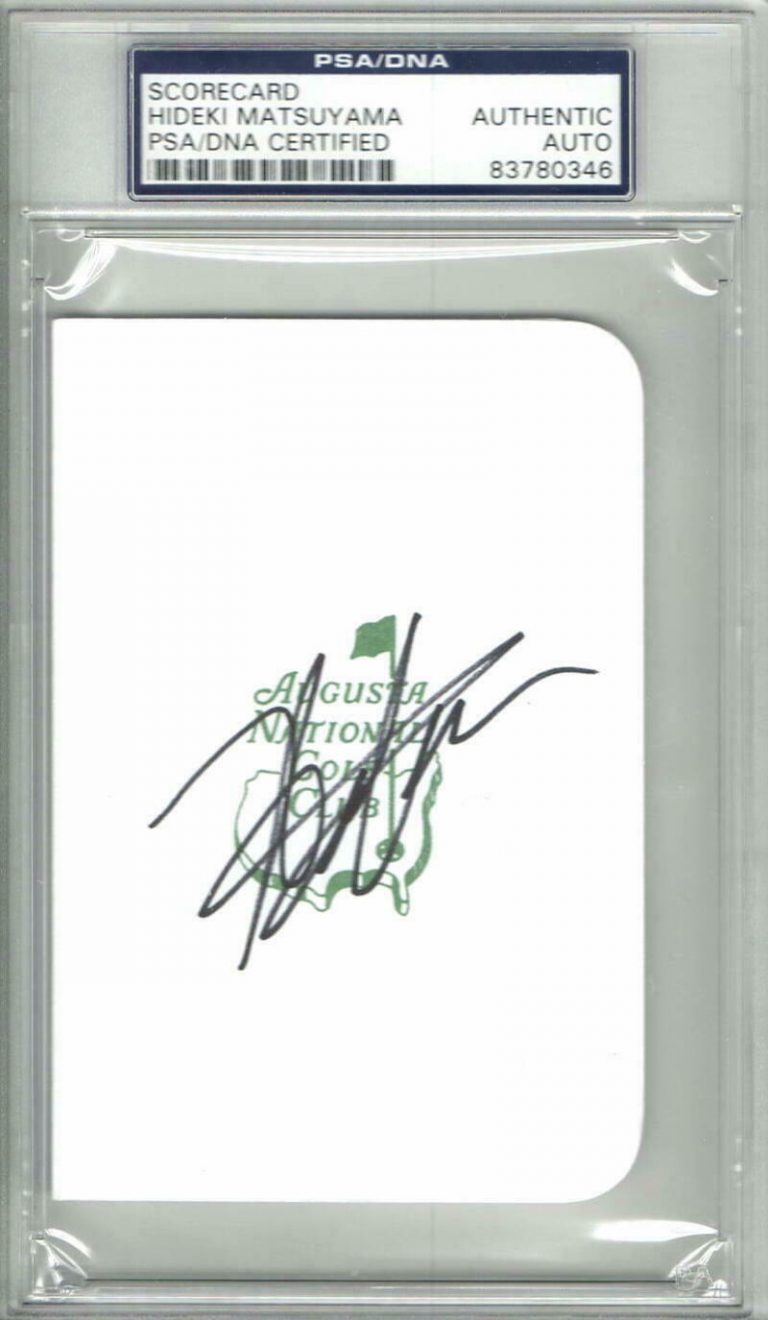 HIDEKI MATSUYAMA SIGNED AUTOGRAPH PSA/DNA SLABBED AUGUSTA SCORECARD ...