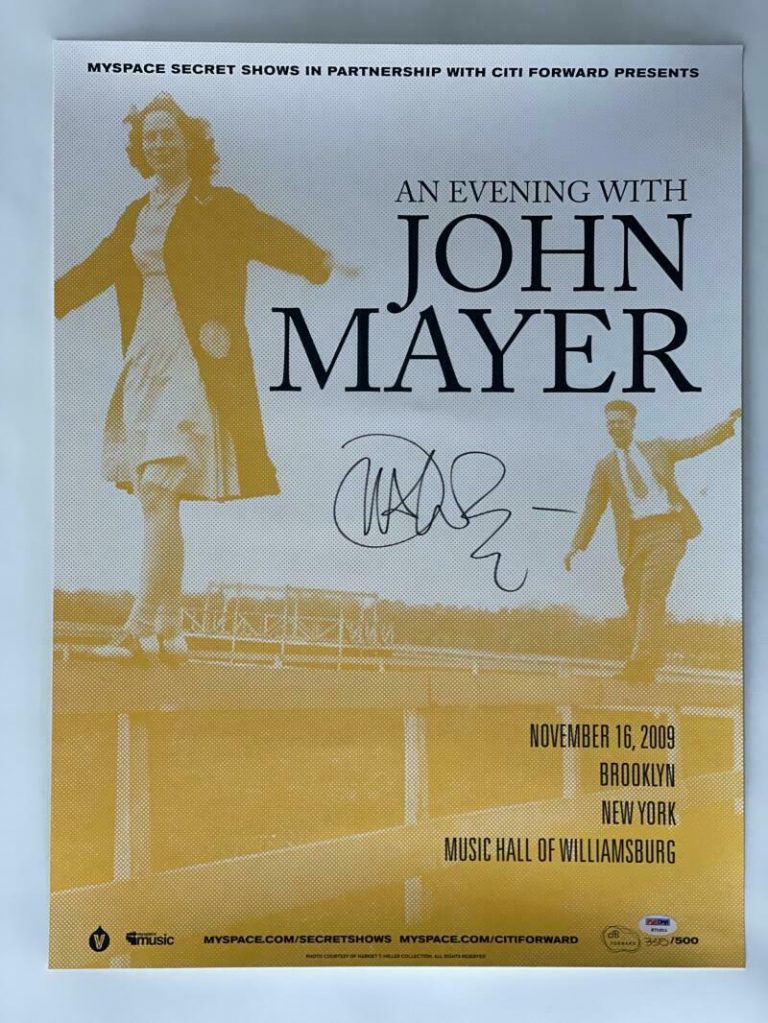JOHN MAYER SIGNED AUTOGRAPH 18X24 CONCERT TOUR POSTER - A EVENING WITH ...