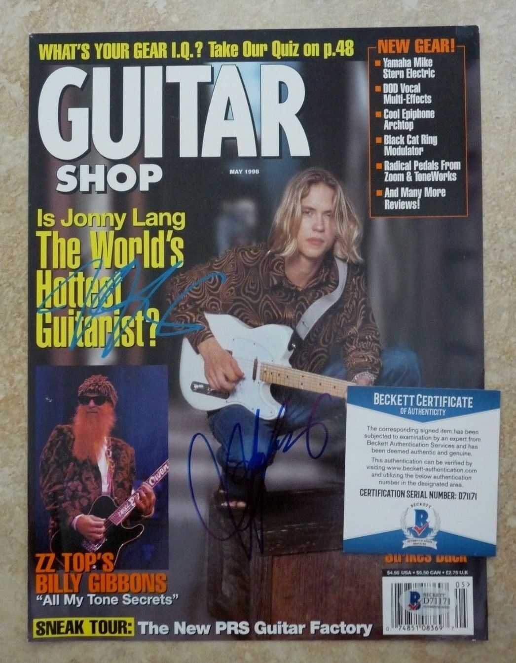Jonny Lang DOUBLE Signed Autographed Magazine Cover Photo Beckett ...