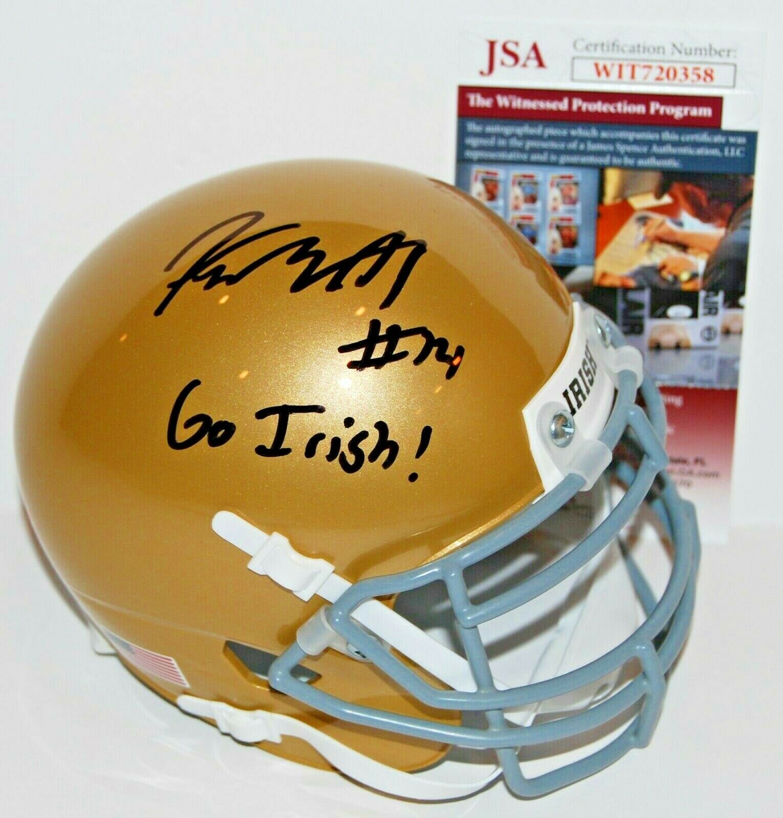 KYLE HAMILTON signed (NOTRE DAME FIGHTING IRISH) Schutt mini football helmet JSA | Autographia