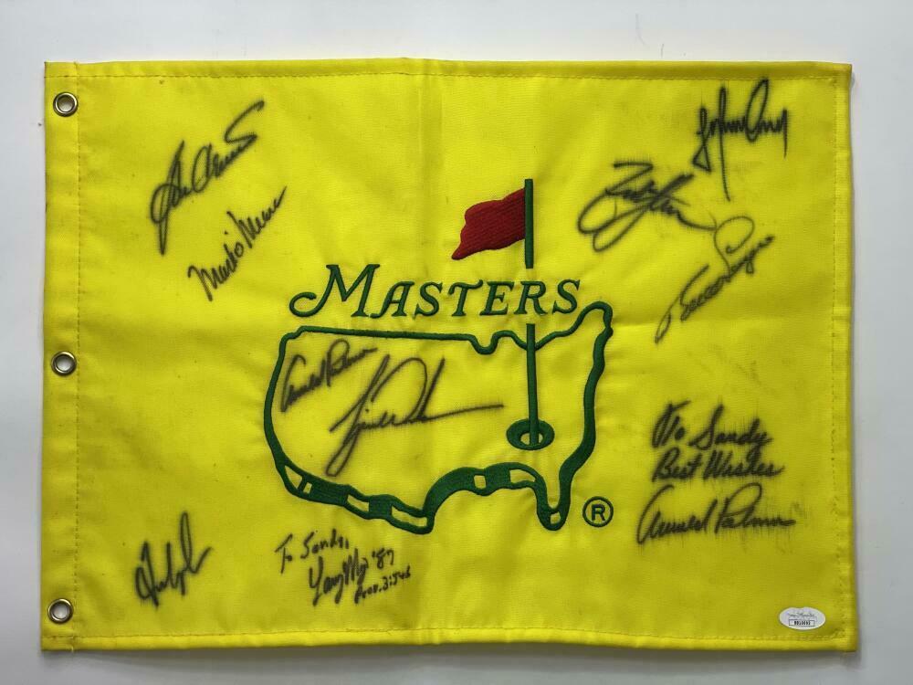 MASTERS WINNERS SIGNED AUTOGRAPH GOLF PIN FLAG TIGER WOODS ARNOLD ...