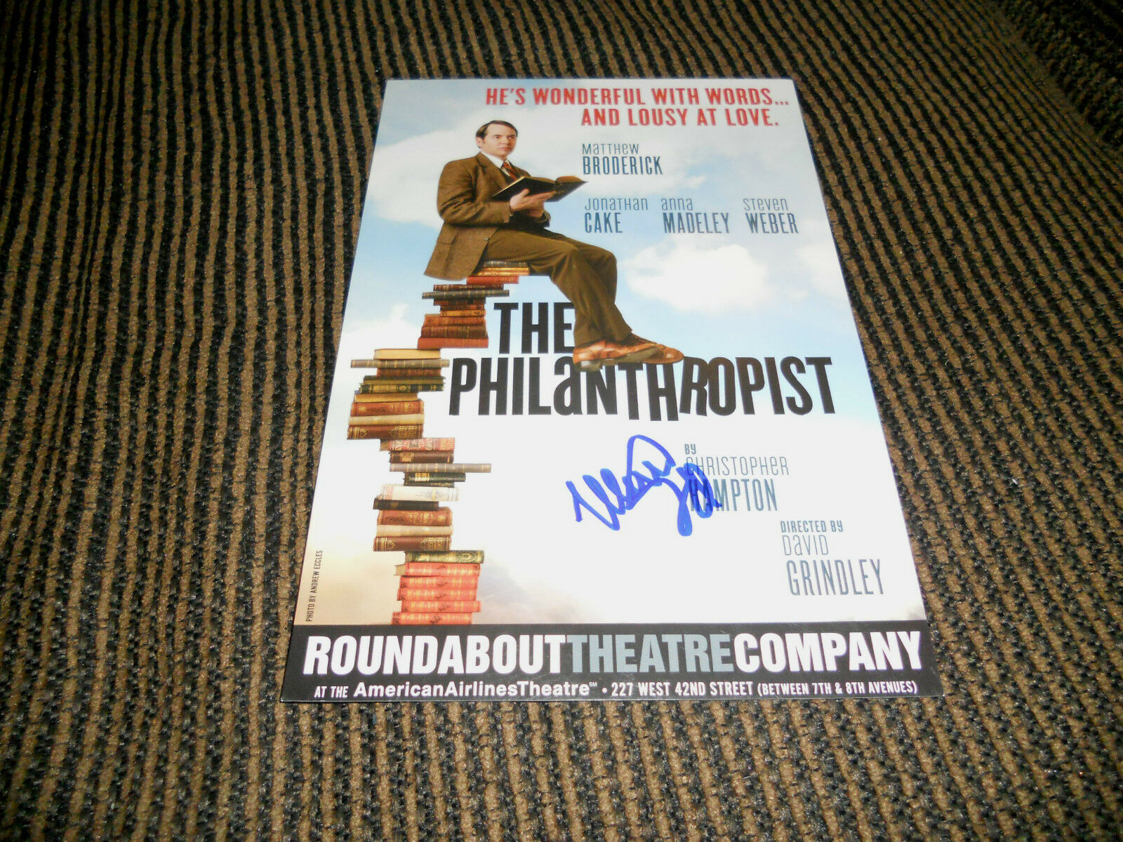 Matthew Broderick Signed Autographed 6x9 Philanthropist Play Card PSA ...