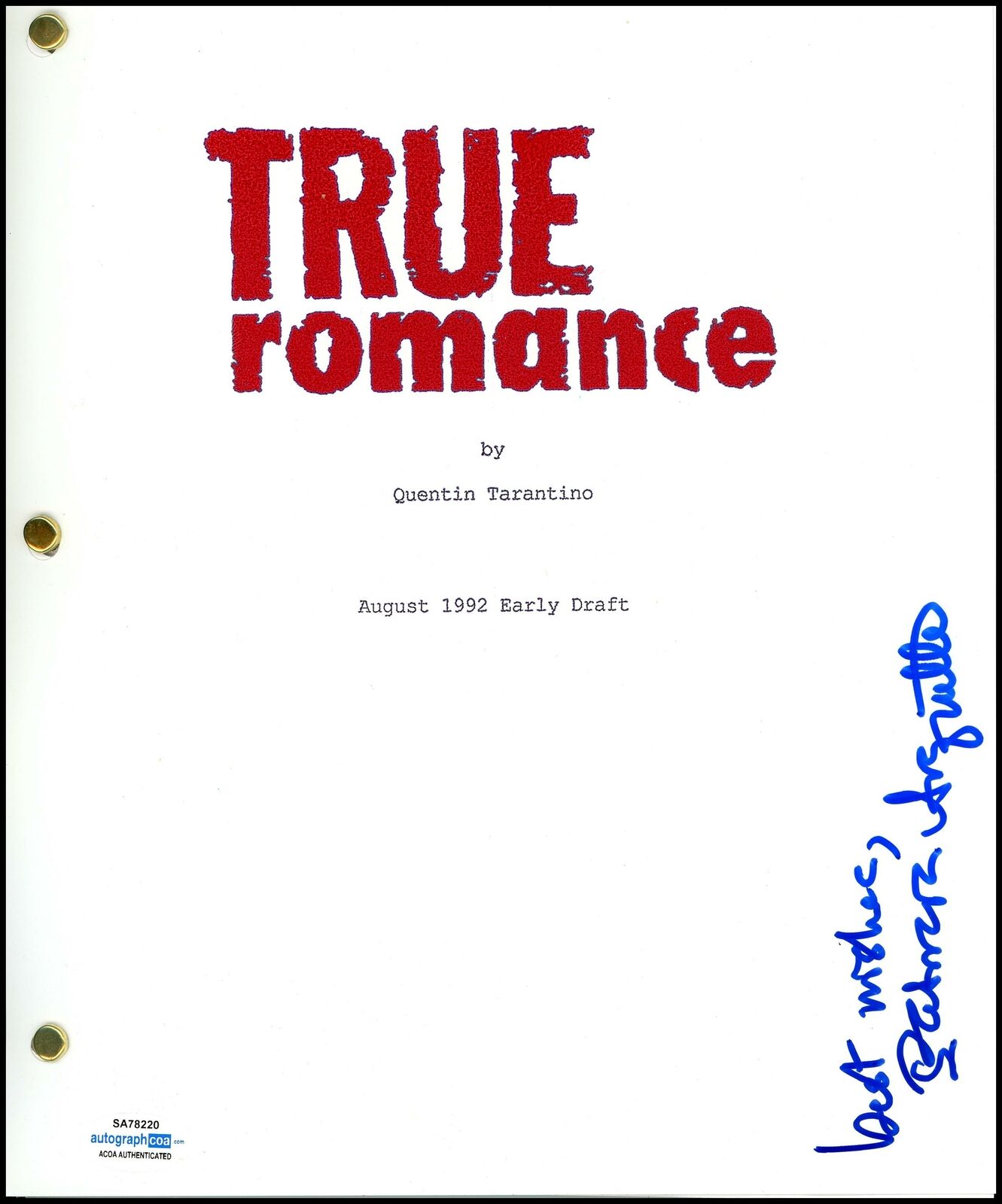 Patricia Arquette "True Romance" AUTOGRAPH Signed Full Script ...