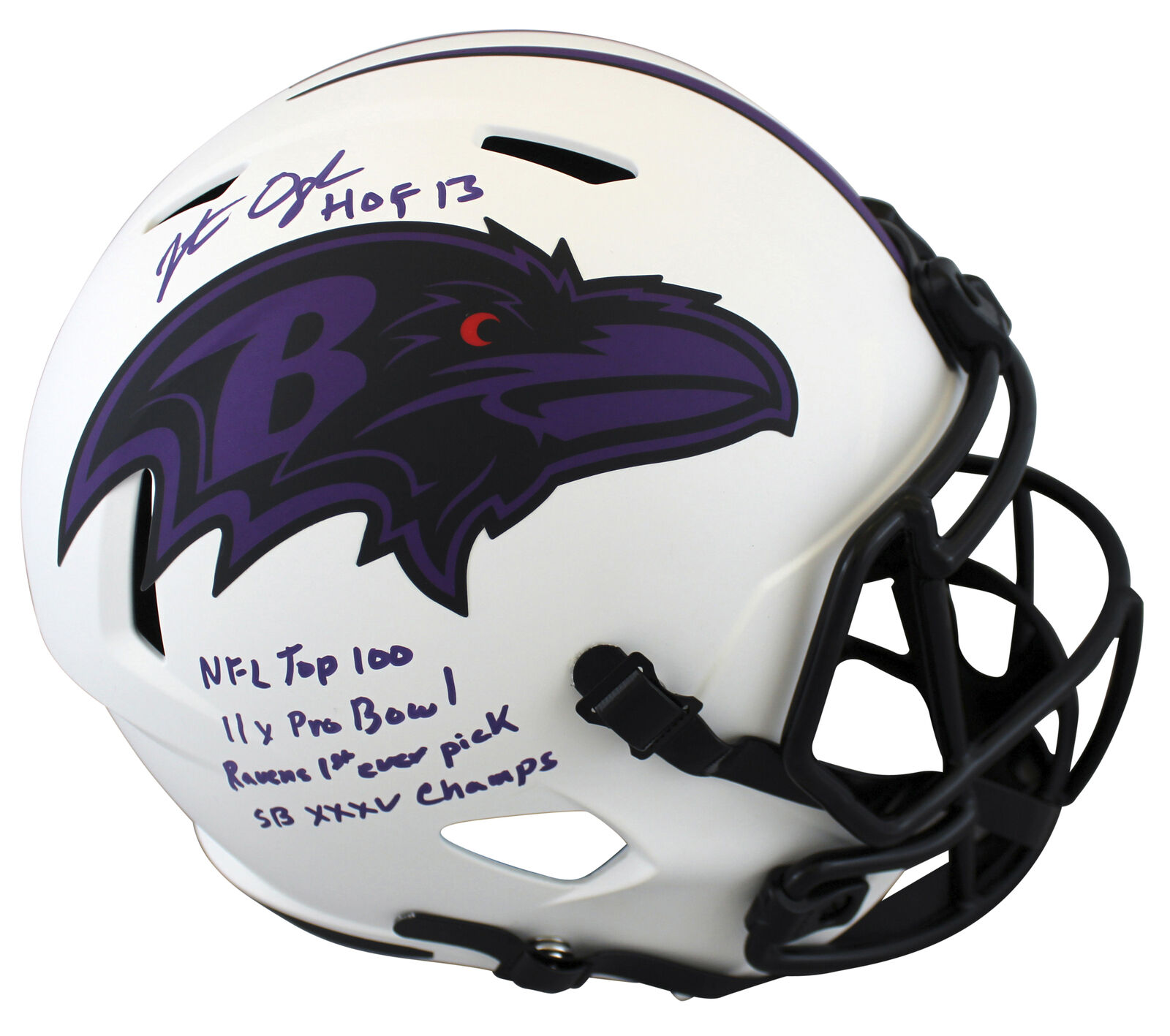 Ravens Jonathan Ogden "Stat" Signed Lunar Full Size Speed Rep Helmet ...