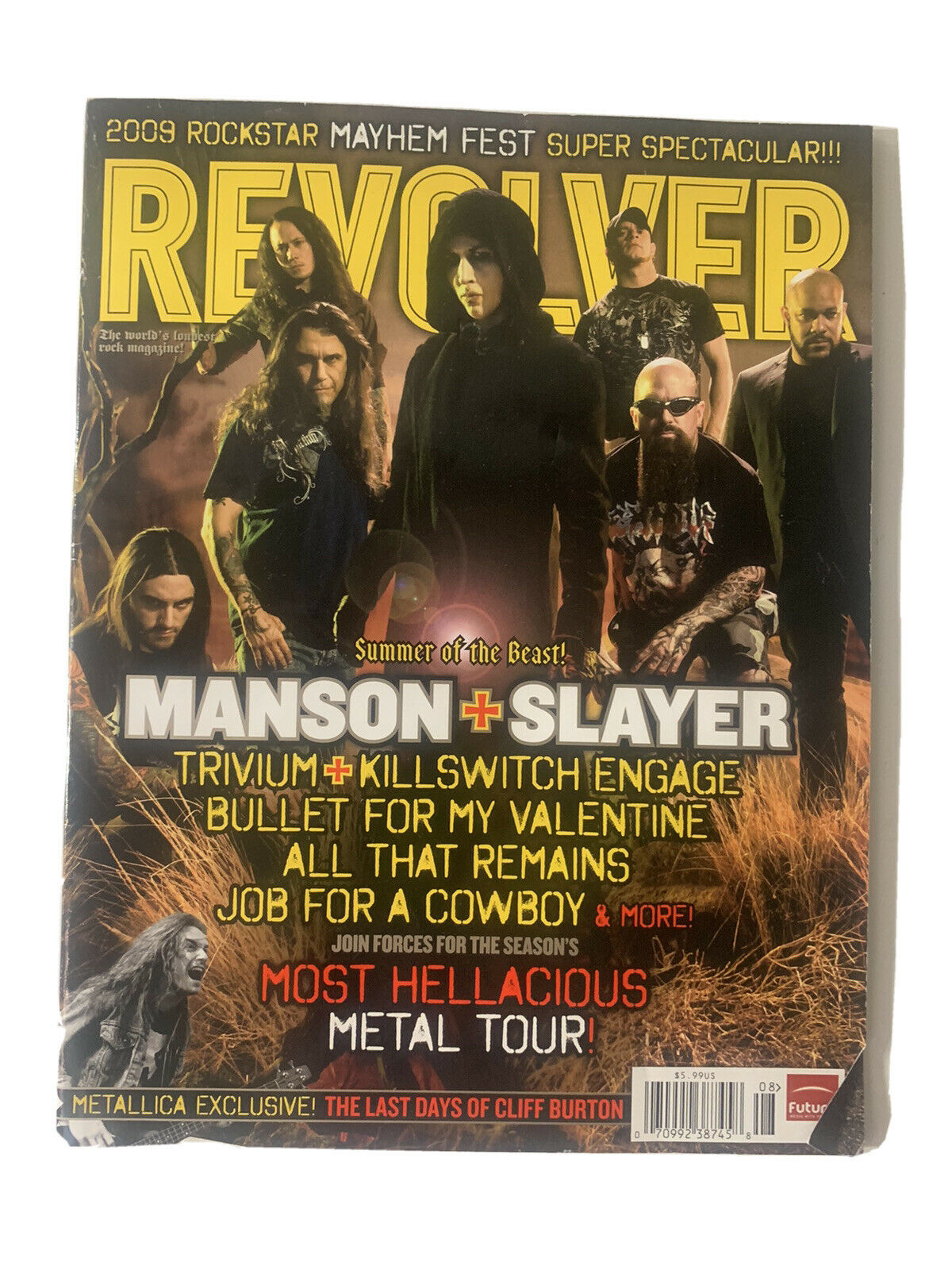 Revolver Magazine Marilyn Manson & Slayer August 2009 Cliff Burton ...