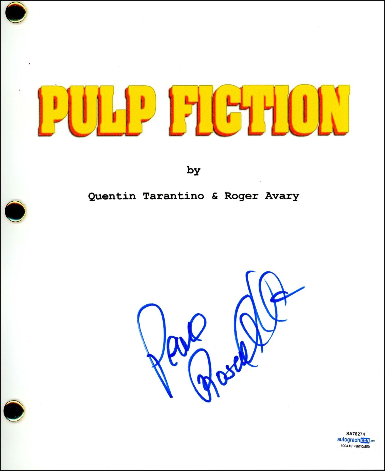 Rosanna Arquette "Pulp Fiction" AUTOGRAPH Signed Complete Script ...