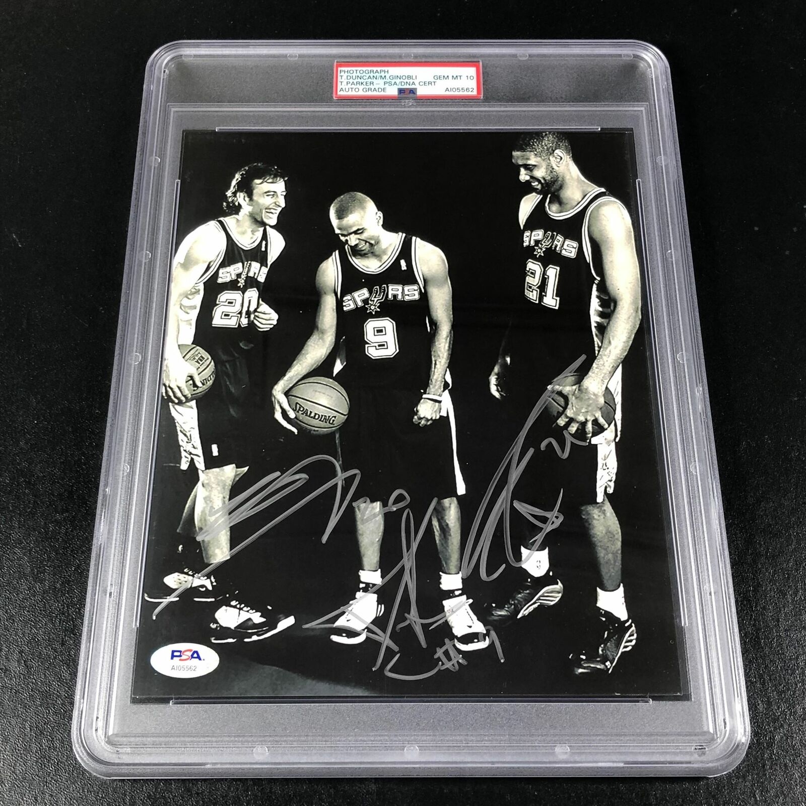 Tim Duncan Manu Ginobli Tony Parker Signed 8x10 Photo PSA Encapsulated ...