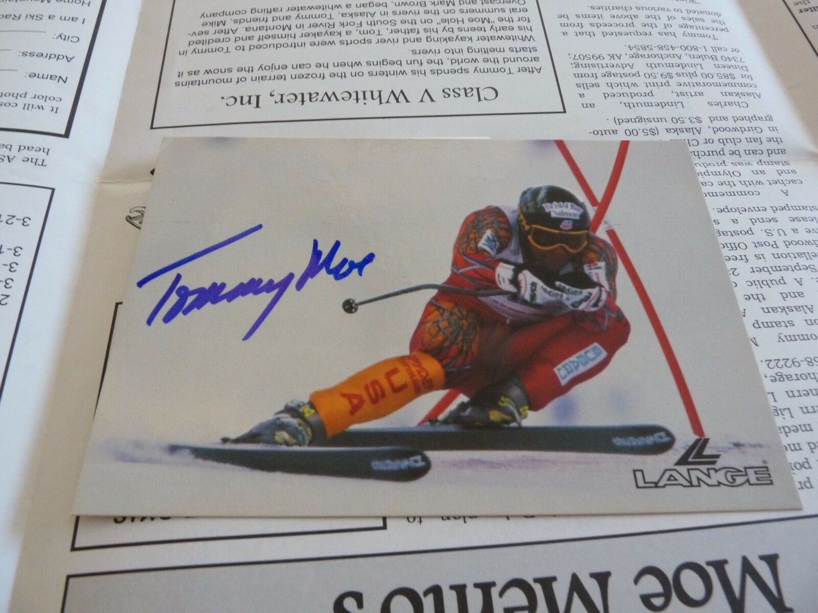 Tommy Moe Signed Olympic 4x6 Photo & Fanclub Packet PSA Beckett ...