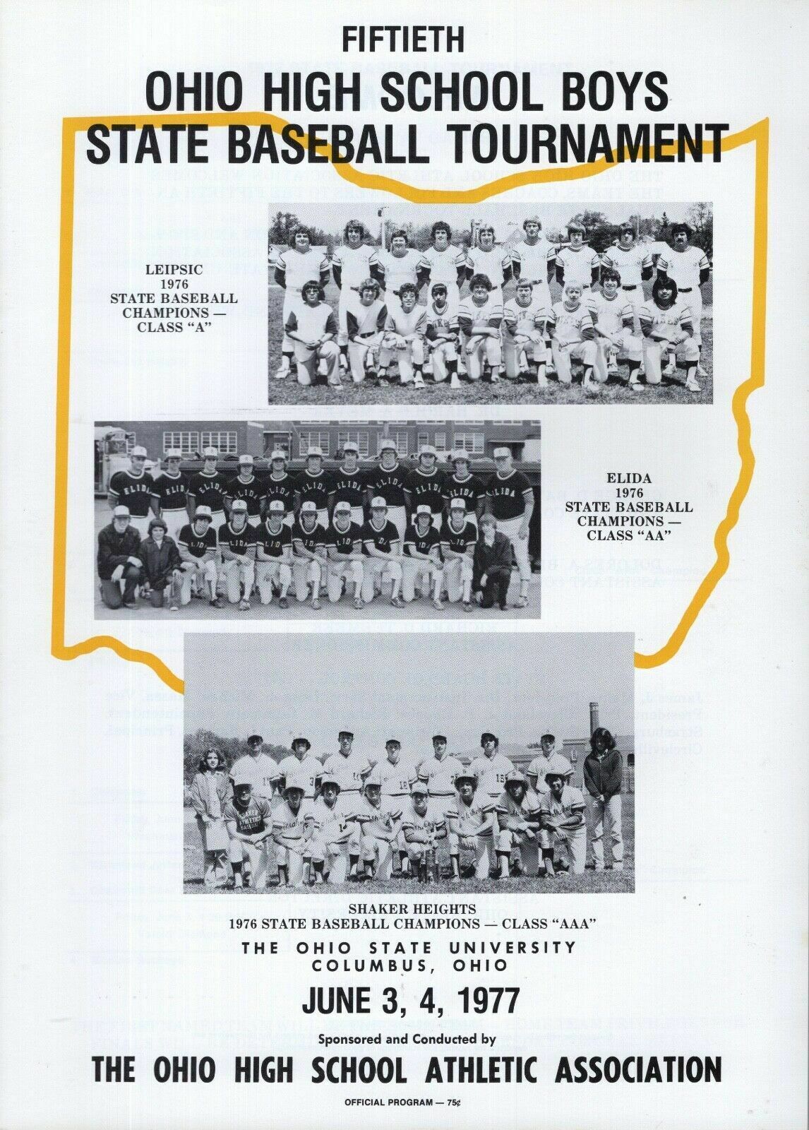 1977 OHIO HIGH SCHOOL STATE BASEBALL TOURNAMENT PROGRAM VINTAGE+RARE ...