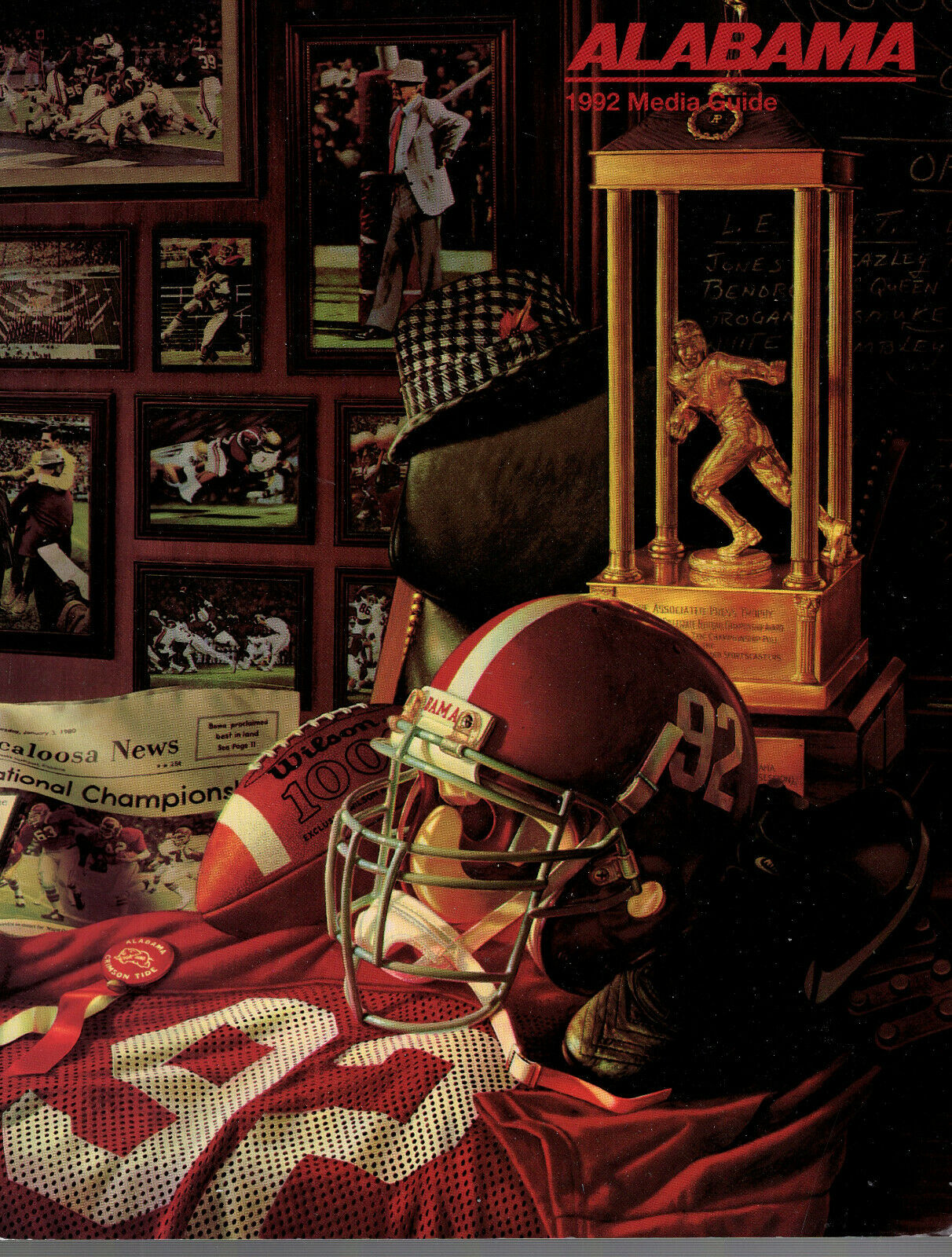 1992 ALABAMA COLLEGE FOOTBALL MEDIA GUIDE HARD TO FIND 100th ...
