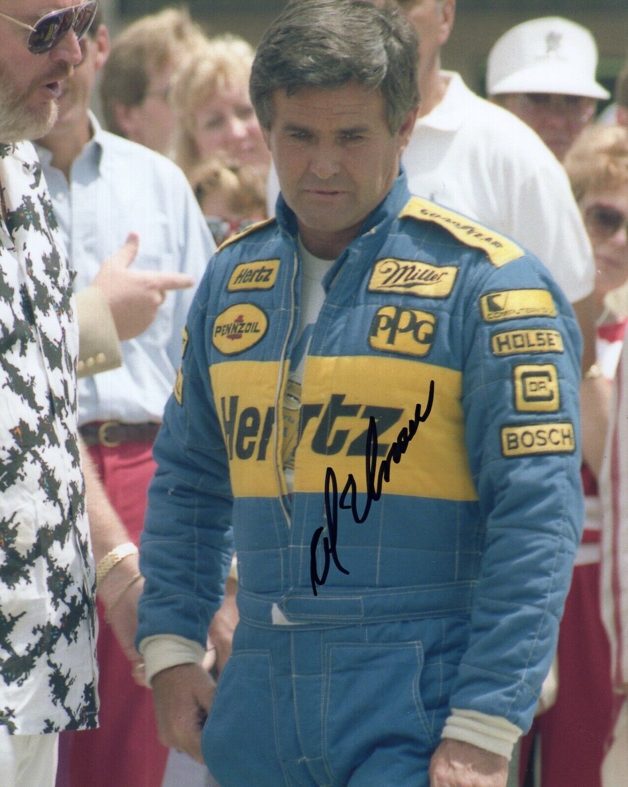 AL UNSER HAND SIGNED 8x10 COLOR PHOTO+COA GREAT POSE 4X INDY CHAMPION ...
