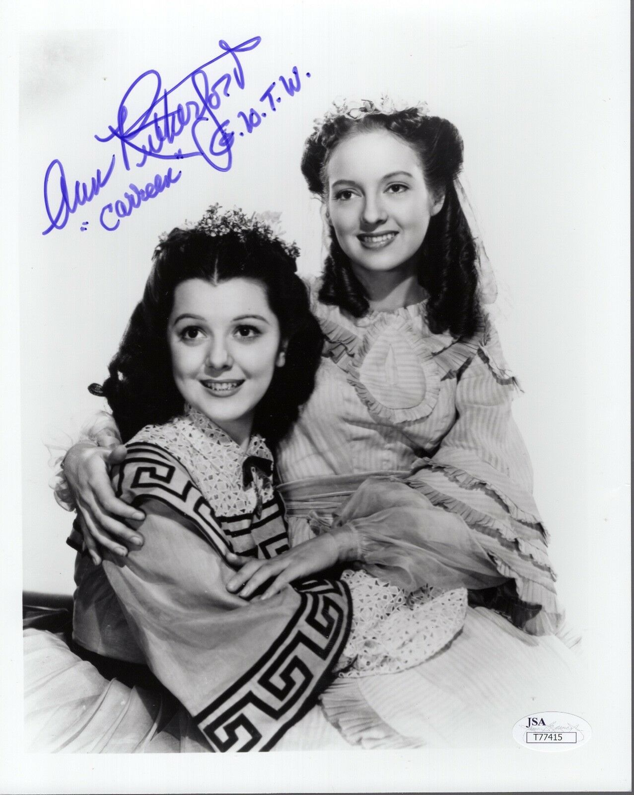 ANN RUTHERFORD HAND SIGNED 8x10 PHOTO RARE GONE WITH THE WIND JSA ...