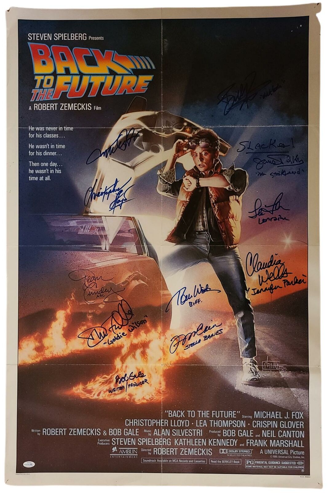 Back To The Future Cast x11 Michael J Fox Autographed ORIGINAL 27x40 ...