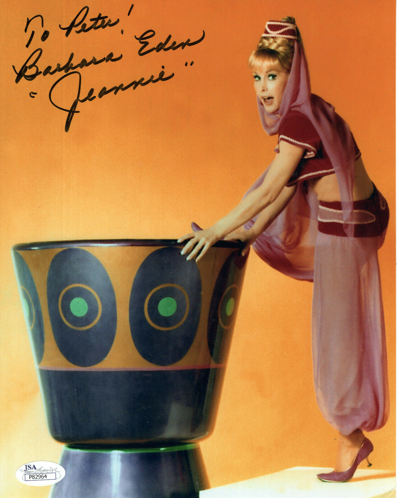 BARBARA EDEN HAND SIGNED 8x10 COLOR PHOTO I DREAM OF JEANNIE TO PETER ...