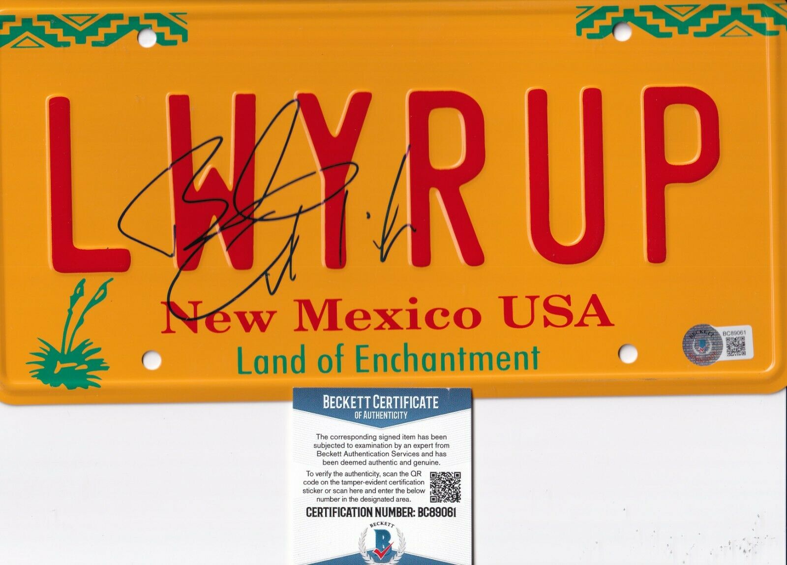 BOB ODENKIRK signed (BREAKING BAD) Saul License Plate BECKETT BAS ...