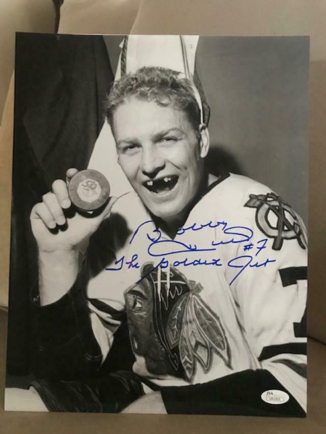 BOBBY HULL HAND SIGNED OVERSIZED 11x14 PHOTO HOCKEY LEGEND GOLDEN JET ...