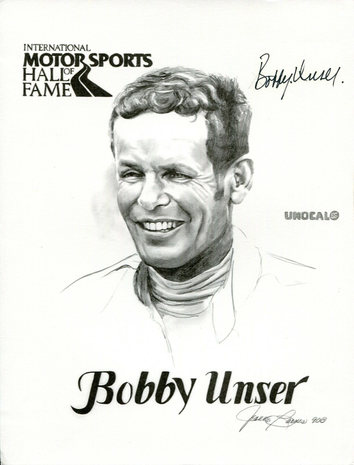 BOBBY UNSER HAND SIGNED 8x11 PHOTO+COA AWESOME+RARE MOTORSPORTS HOF ...