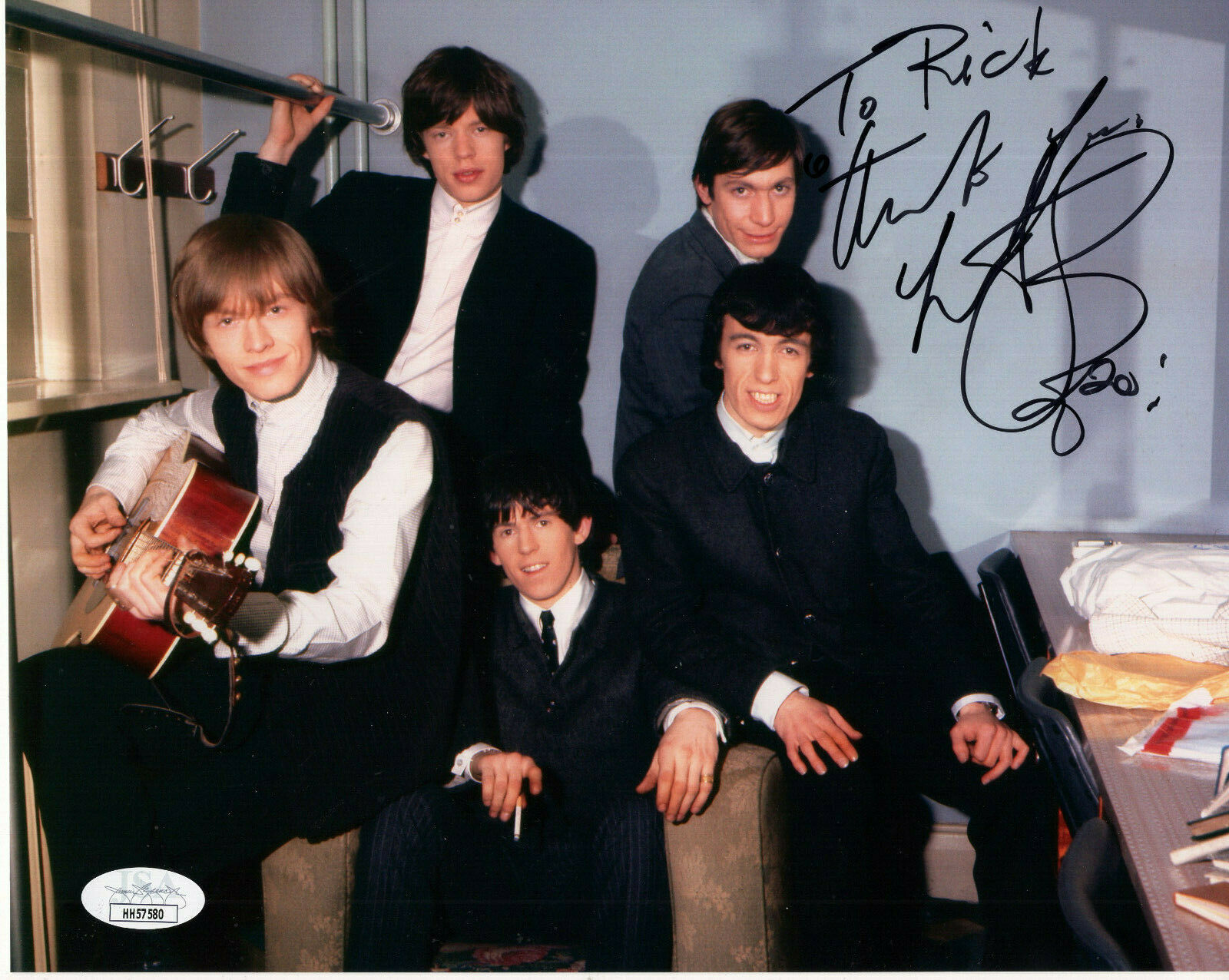CHARLIE WATTS HAND SIGNED 8x10 PHOTO STONES GROUP PHOTO TO RICK JSA ...