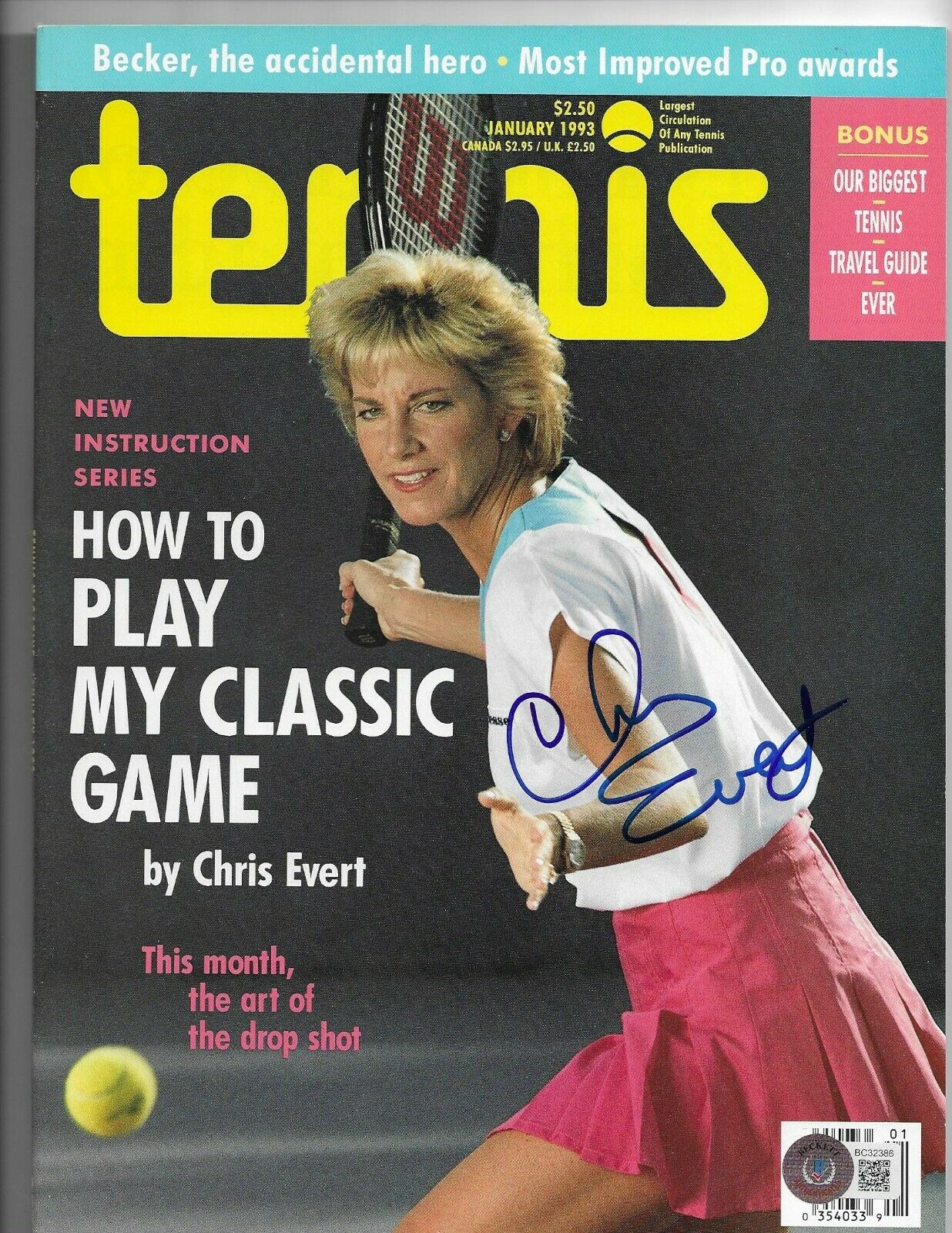 CHRIS EVERT signed autographed TENNIS MAGAZINE 1 BECKETT COA (BAS ...
