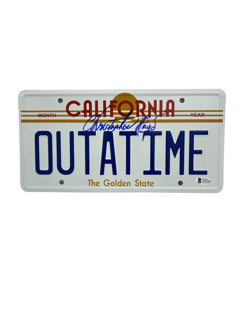 CHRISTOPHER LLOYD SIGNED BACK TO THE FUTURE OUTATIME LICENSE PLATE AUTO ...