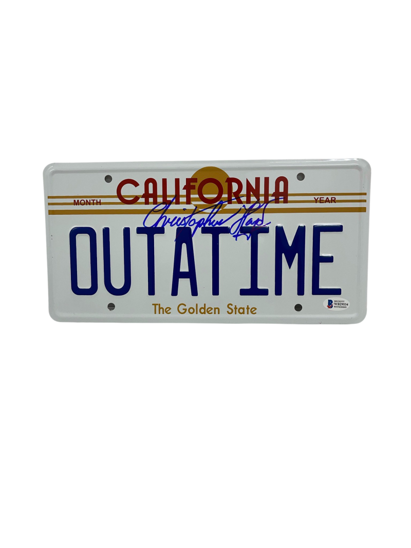 CHRISTOPHER LLOYD SIGNED BACK TO THE FUTURE OUTATIME LICENSE PLATE AUTO ...
