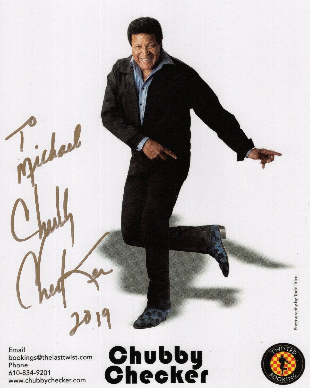 CHUBBY CHECKER HAND SIGNED 8x10 COLOR PHOTO+COA THE TWIST TO MICHAEL ...