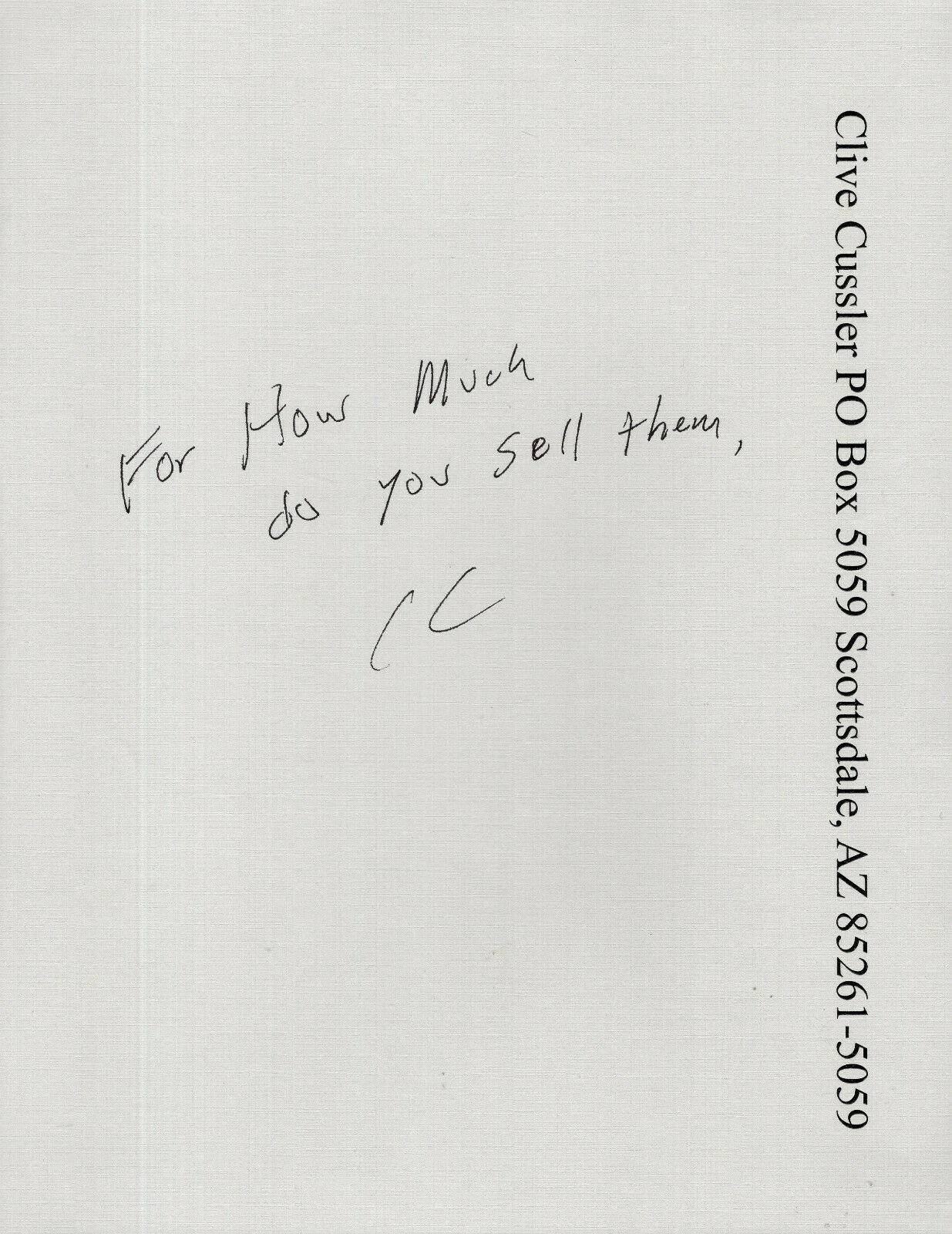 CLIVE CUSSLER HAND WRITTEN NOTE ON PERSONAL STATIONARY GREAT CONTENT ...