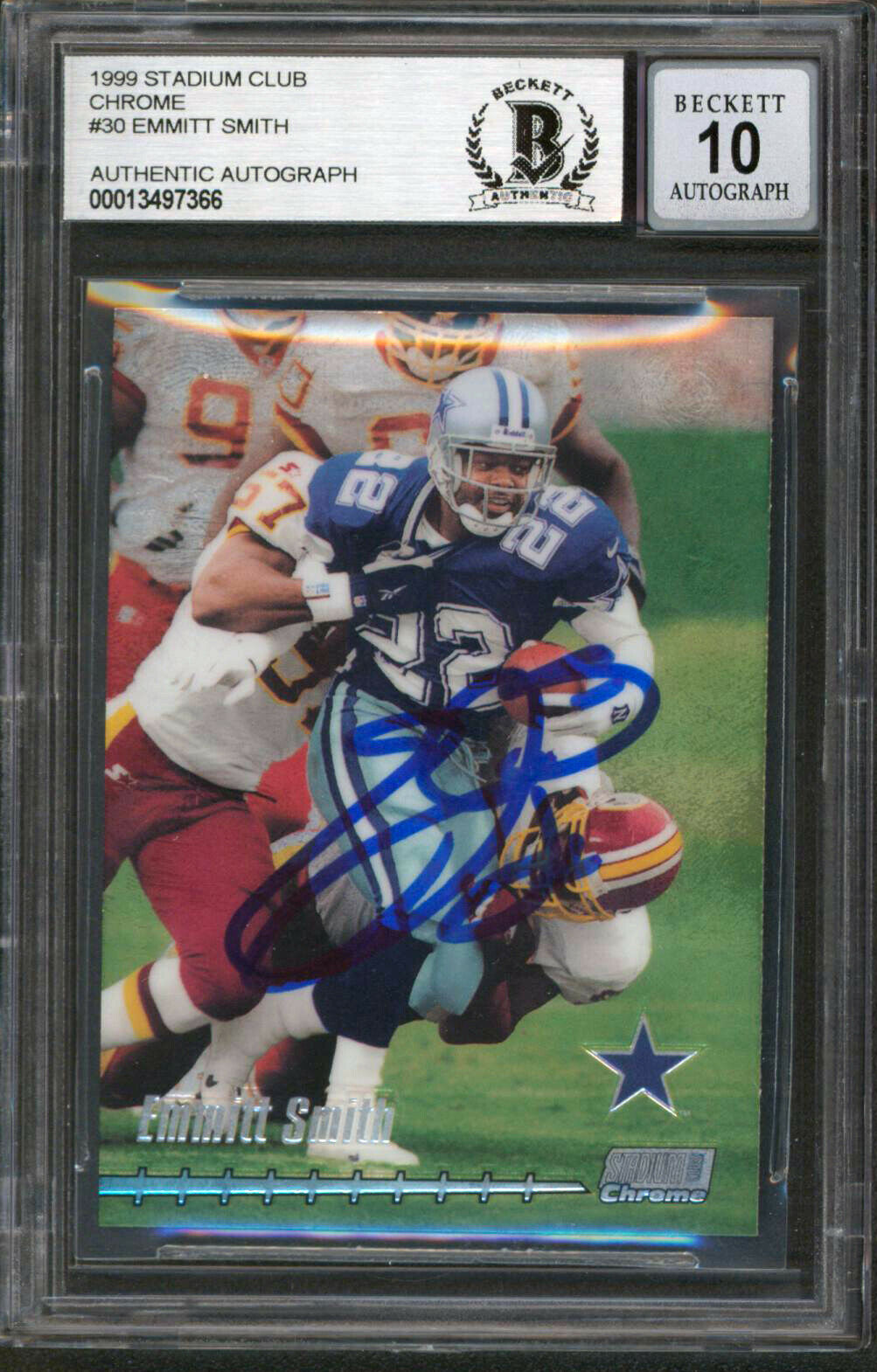 Cowboys Emmitt Smith Signed 1999 Stadium Club Chrome #30 Card Auto 10 ...